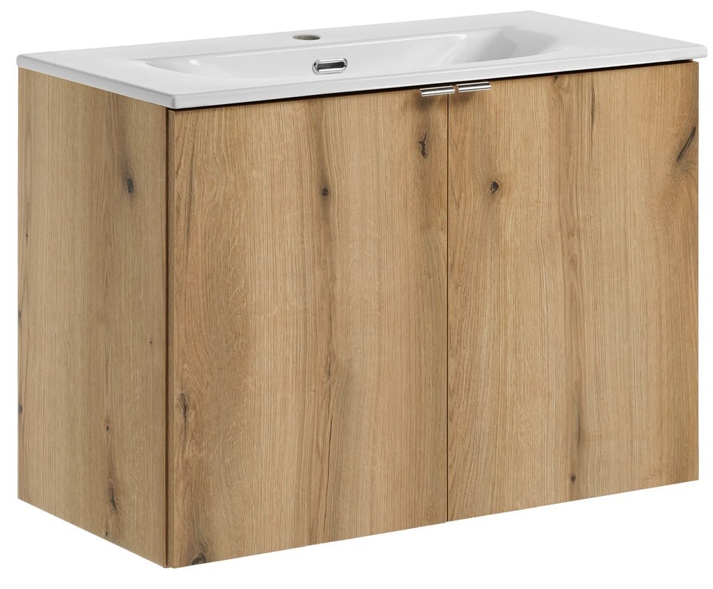 Comad Koupelnová skříňka s keramickým umyvadlem Nova Oak 80 cm - dub coast evoke
