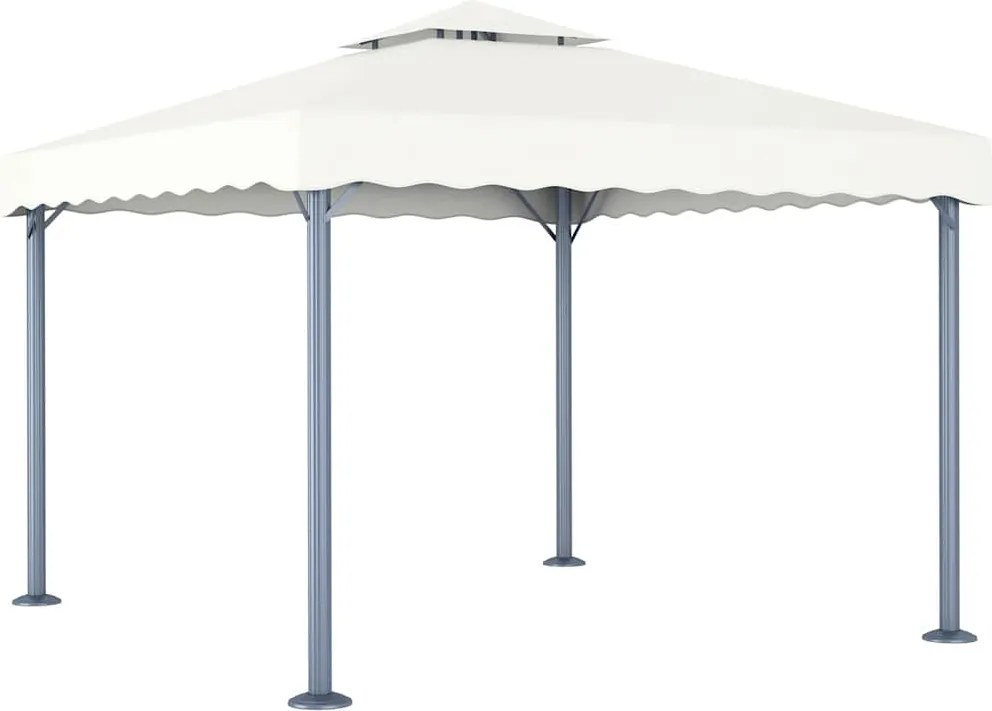 Altán se světelnými LED řetězy 300 x 300 cm krémový hliník 3070342