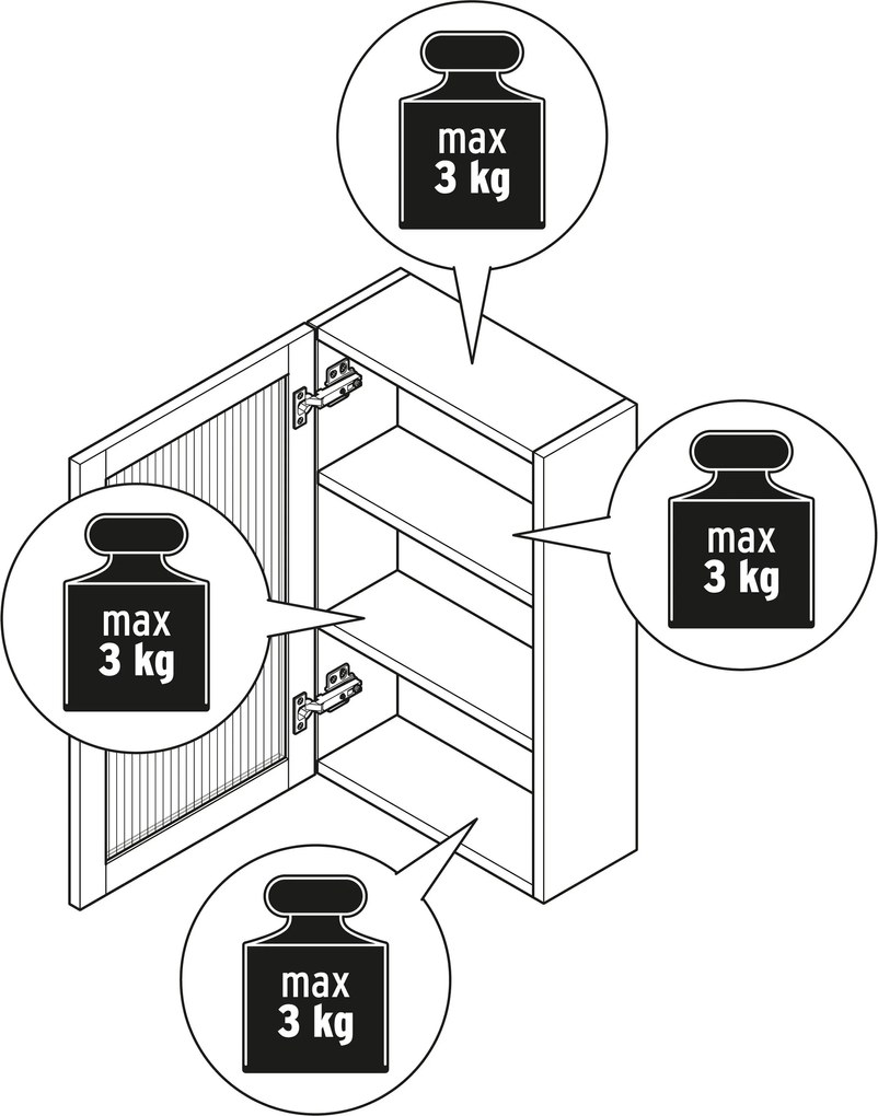 Tchibo - Nástěnná skříňka s dvířky s rýhovaným sklem - barva: hnědá