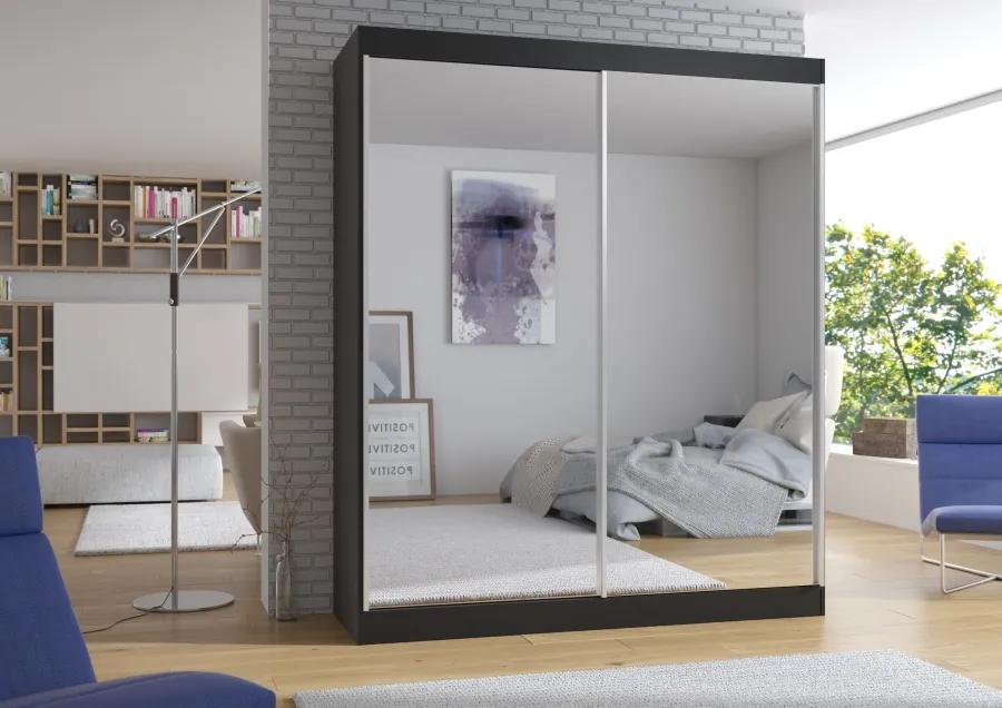 Zrcadlová skříň do ložnice Corin 180 cm černá