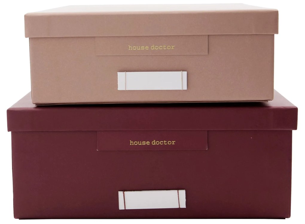 House Doctor Úložný papírový box Burgundy/Rose Větší burgundy, červená barva, růžová barva, papír