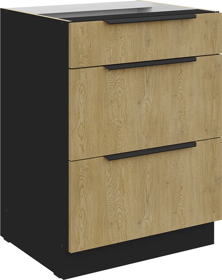 CREMONA cc | dolní skříňka 60 D 3S zásuvková | 60 cm | PREMIUM BOX | černá/cremona