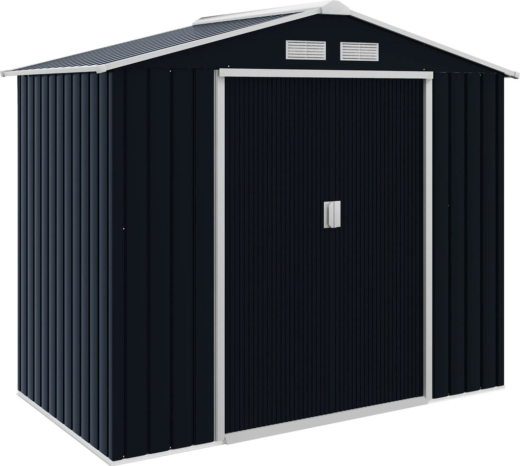 Zahradní domek Outsunny 2,42 m², zahradní domek s pultovou střechou, posuvné dveře, základna, 213 x 130 x 185 cm, zahradní kůlna z pozinkované oceli,
