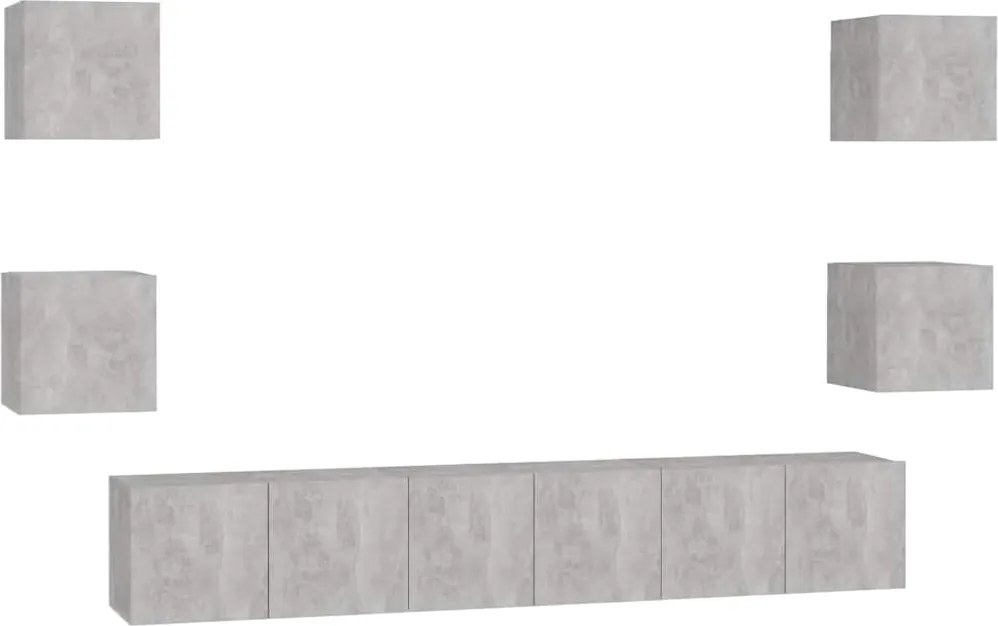 7dílný set TV skříněk betonově šedý kompozitní dřevo 3079081