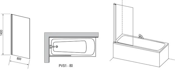 Ravak 79840C00Z1 - Vanová zástěna 80x140 cm lesklý chrom