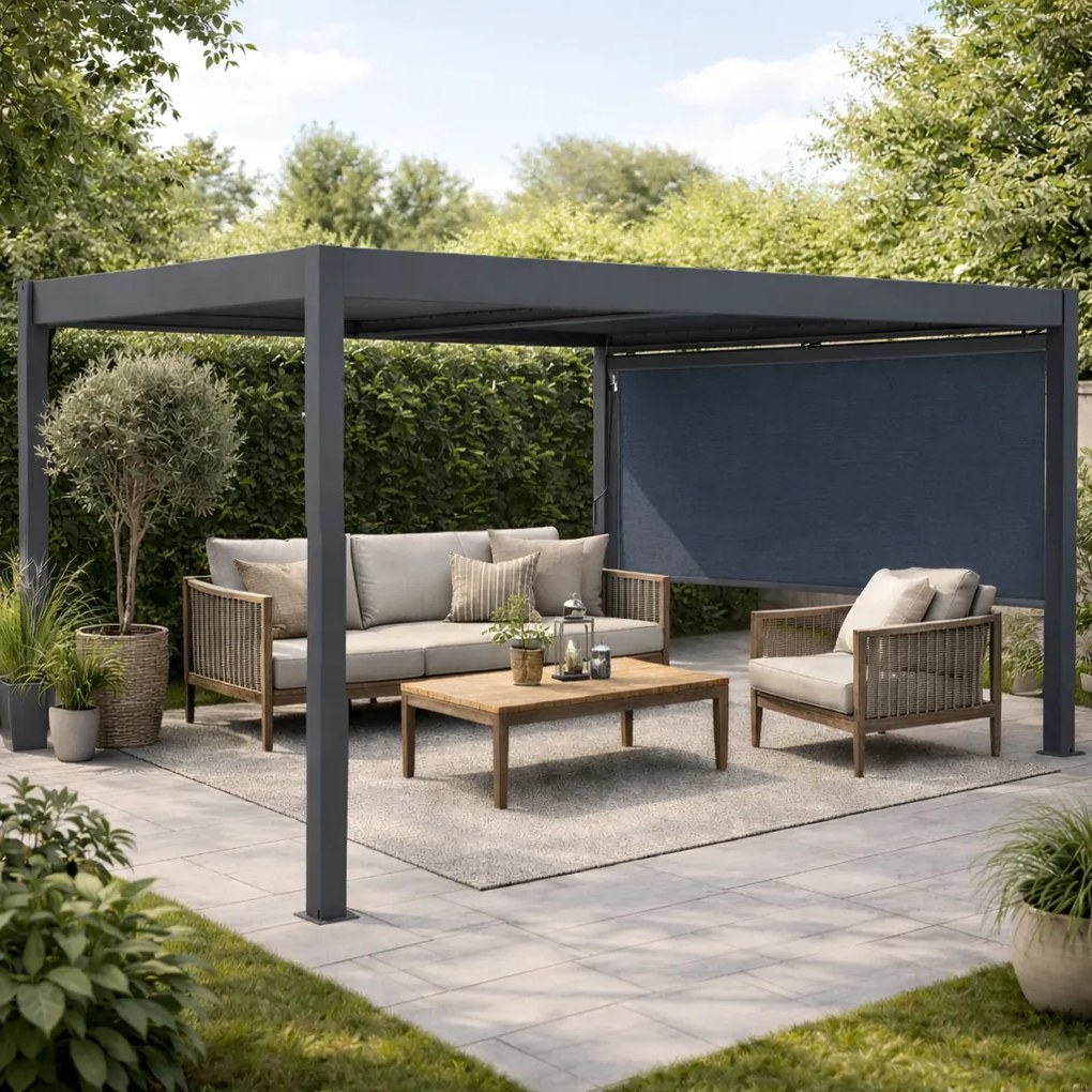Boční zástěna pro bioklimatickou pergolu BestBerg BBP-W279 / 279 × 204 cm / šedá