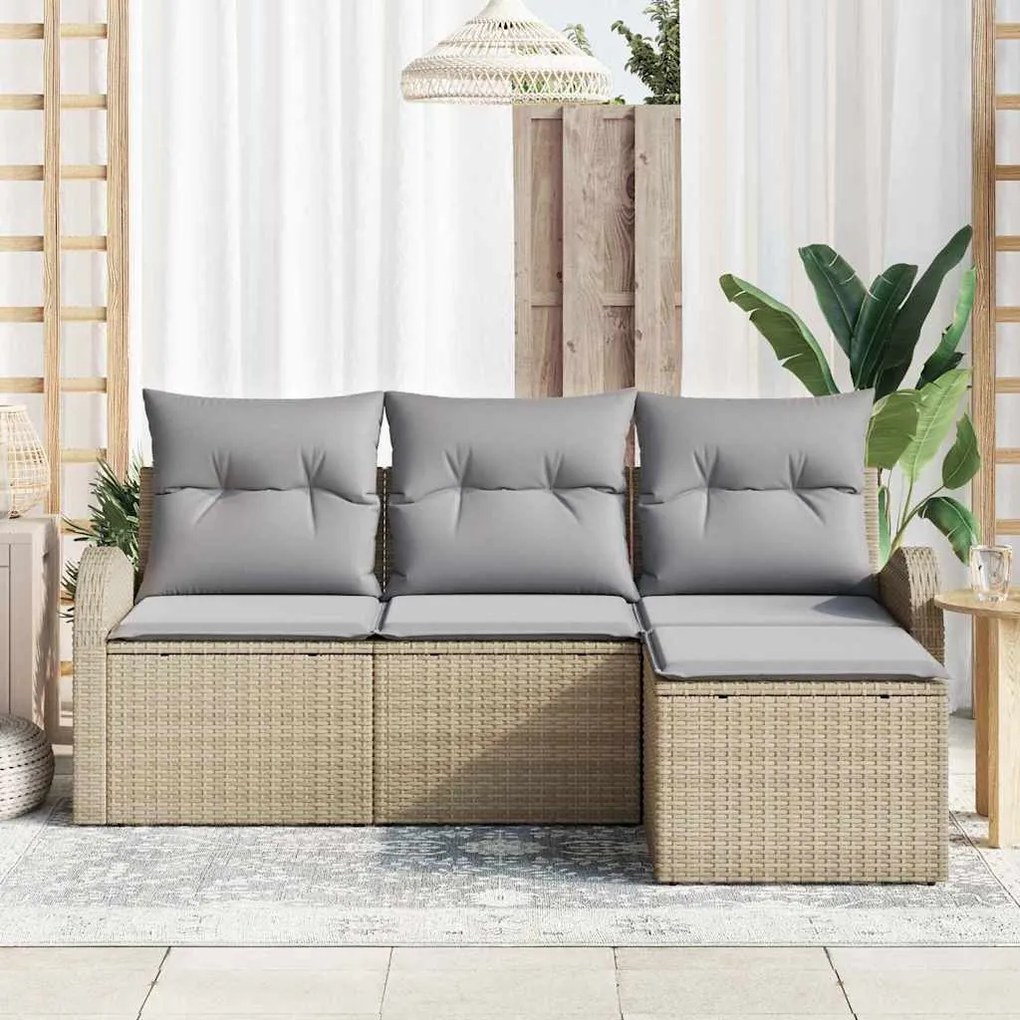 Set pohovek 4 ks Béžová a Světle šedá polyratan 3354659