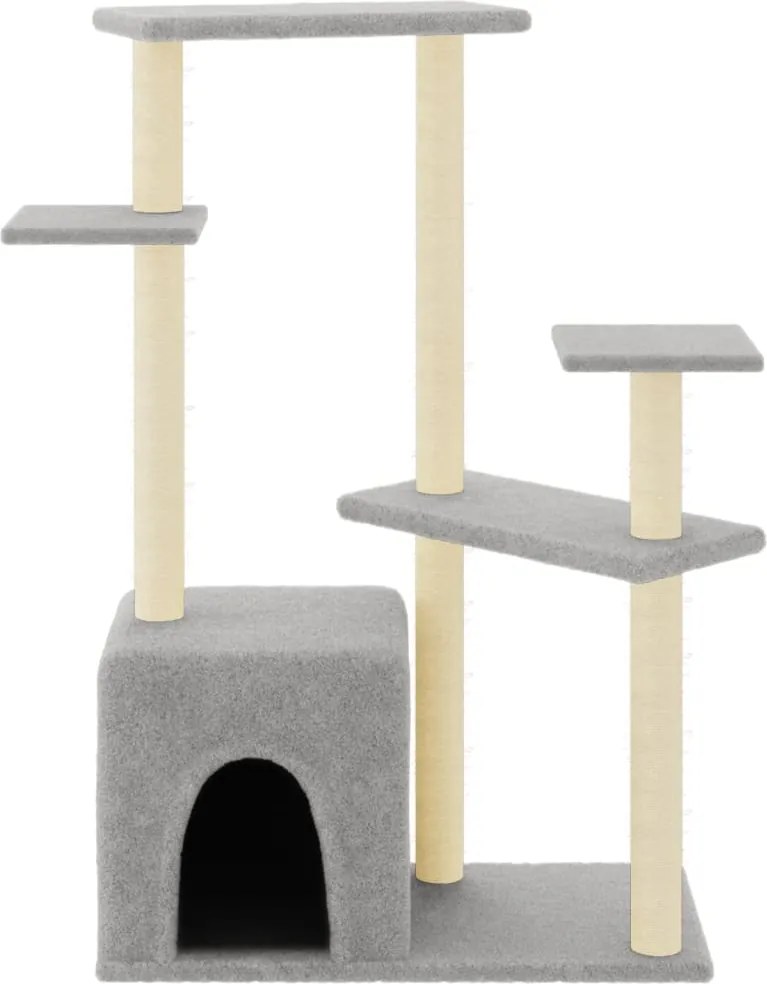 Škrabadlo pro kočky se sisalovými sloupky světle šedé 107,5 cm 172071