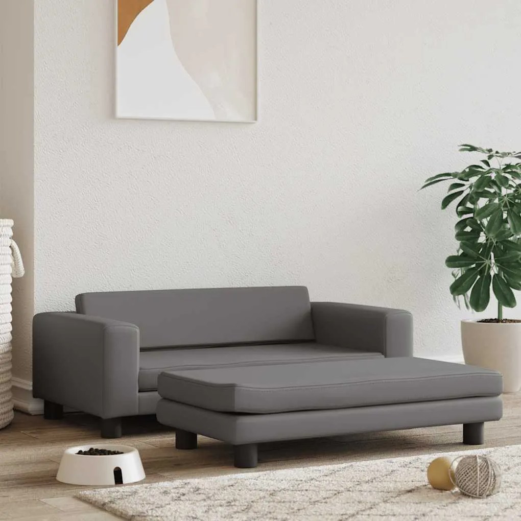vida Pelíšek pro psa a prodlužovací díl šedý 100x50x30 cm umělá kůže 172029