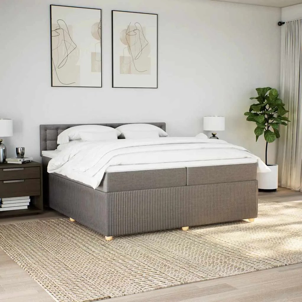 Box spring postel s matrací taupe 200x200 cm textil 3287581