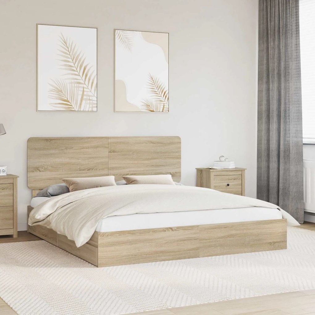 Postel s úložným prostorem se zásuvkou Sonoma dub 180 x 200 cm 3412660
