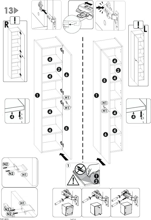 Koupelnová skříňka vysoká Capri 800 2D černý mat/dub kraft zlatý