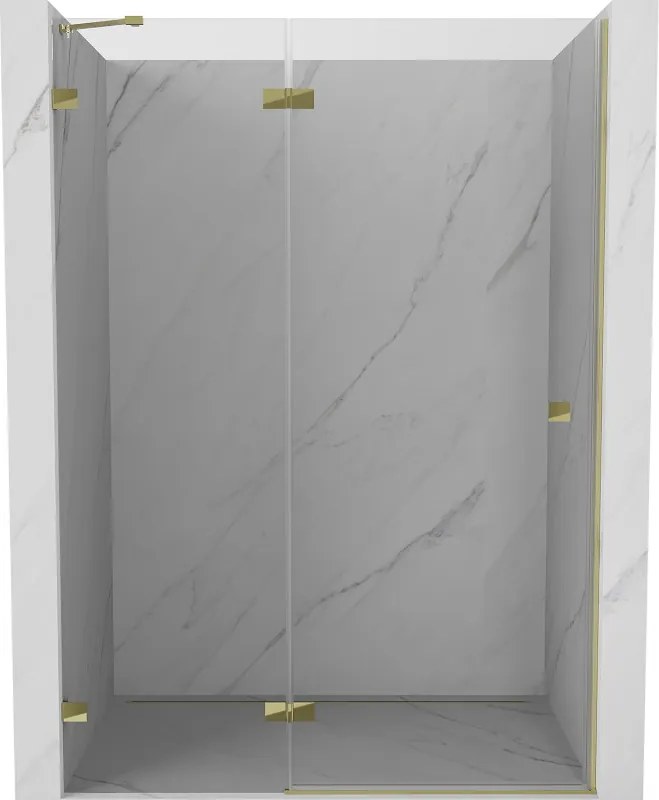 Mexen, Mexen Lunar levé otočné sprchové dveře 135 cm, transparentní, zlaté - 834-135-000-50-00-L