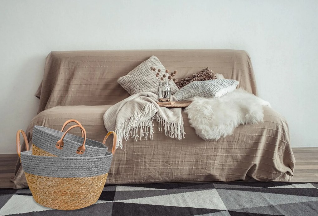 Tutumi, sada přírodních košů Boho 3ks 223K16, hnědá-šedá, HOM-02810