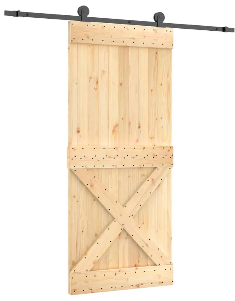 Posuvné dveře s kováním 90 x 210 cm masivní borové dřevo,  3203079
