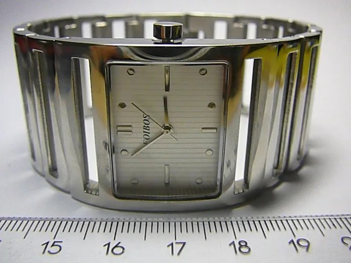 Foibos Dámské ocelové stříbrné hranaté čitelné hodinky Foibos 1648 3ATM