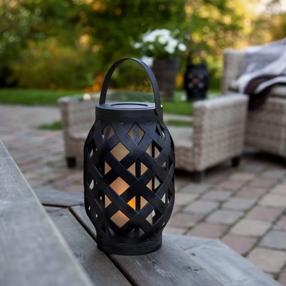 Černá lucerna Star Trading Flame Lantern, výška 23 cm