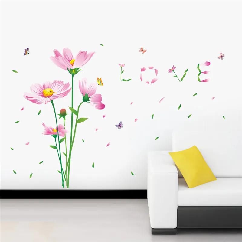 Samolepka na zeď "Barevné květy" 110x163 cm