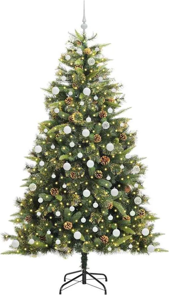 Umělý sklopný vánoční stromeček s kužely Zelená 210 cm 3395101