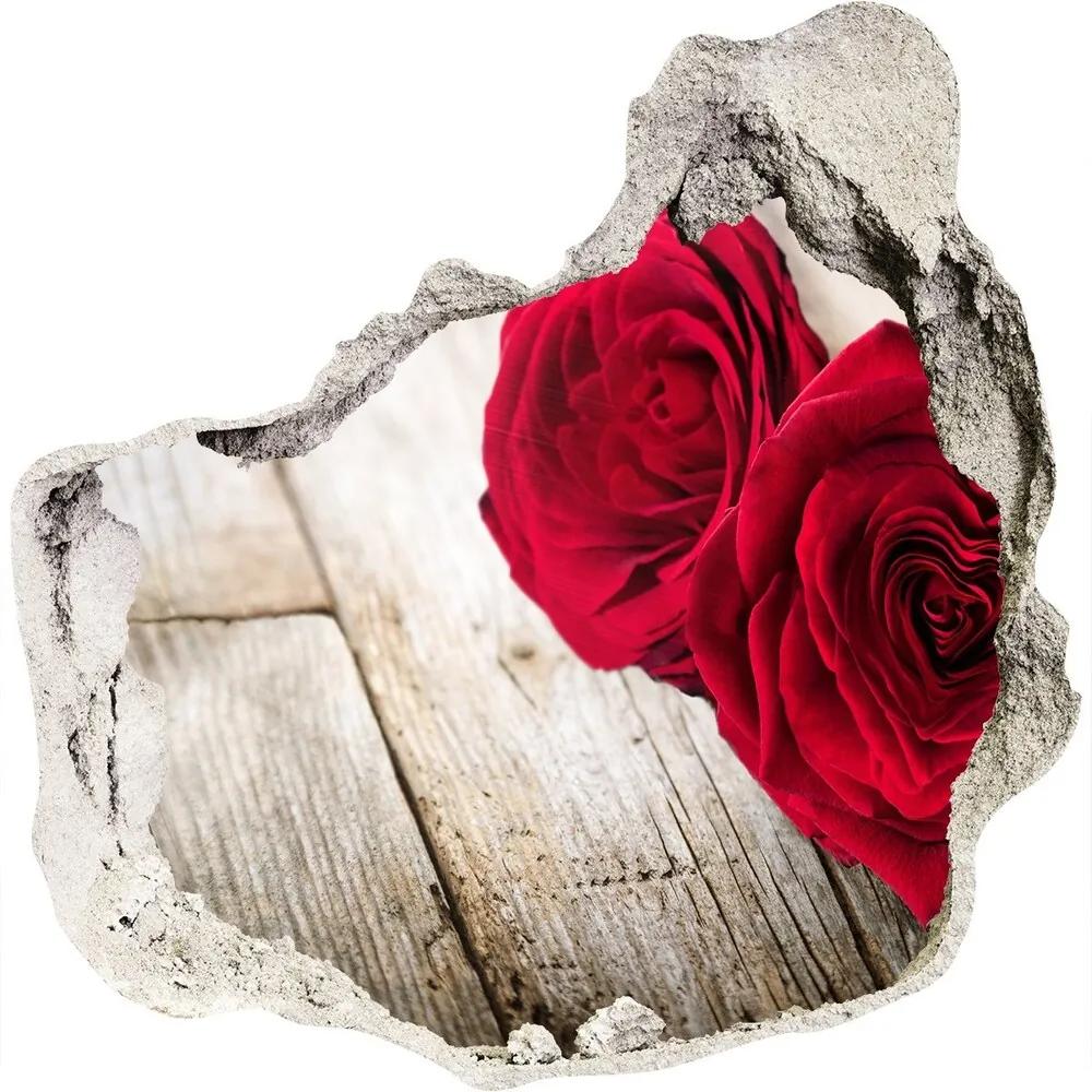 Wallmuralia Nálepka 3D díra na zeď Růže na dřevě 75x75 cm