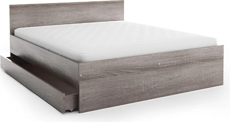 Postel ELISA 120 x 200 cm, dub lanýž Matrace: Matrace Coco Maxi 20 cm, Rošt: S laťkovým roštem