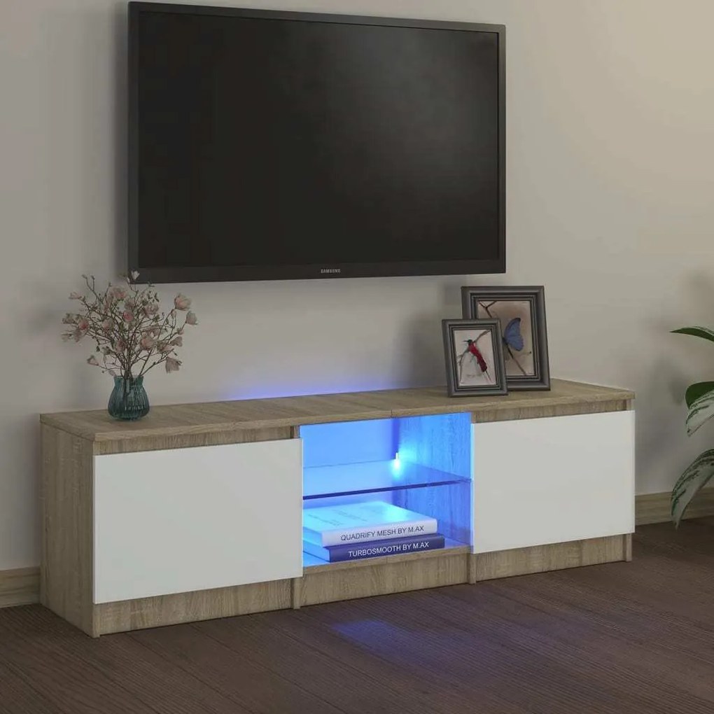 vidaXL TV skříňka s LED osvětlením 120x30x35,5 cm [804290] Barva: kouřový dub