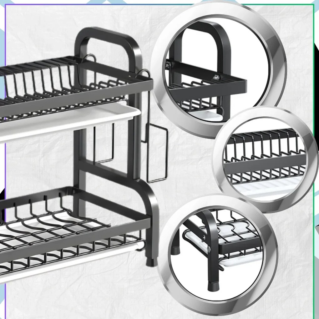 Camerazar Kuchyňský organizér 42 cm - Dvoupatrový sušák na nádobí