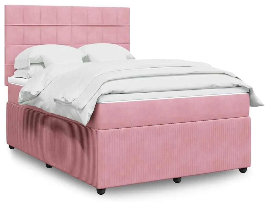 Box spring postel s matrací růžová 140x200 cm samet 3294663