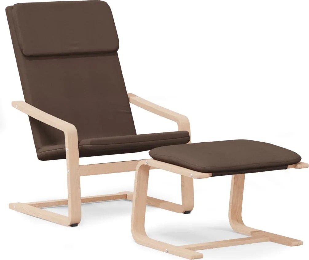 Relaxační křeslo s podnožkou tmavě hnědé textil 3154417