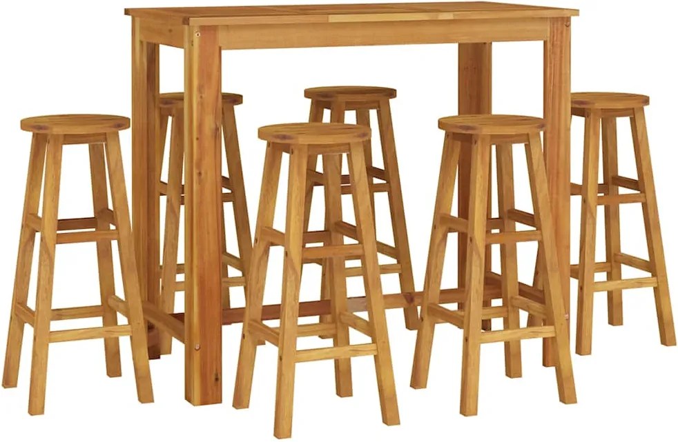 7dílný zahradní barový set masivní akáciové dřevo 3154395