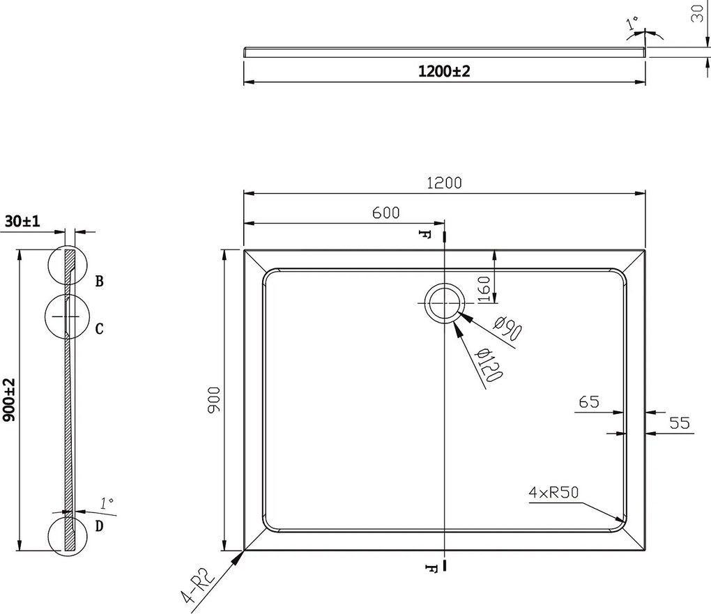 Olsen Spa Venets 120 x 90 x 3 cm VANKOBD9012 sprchová vanička