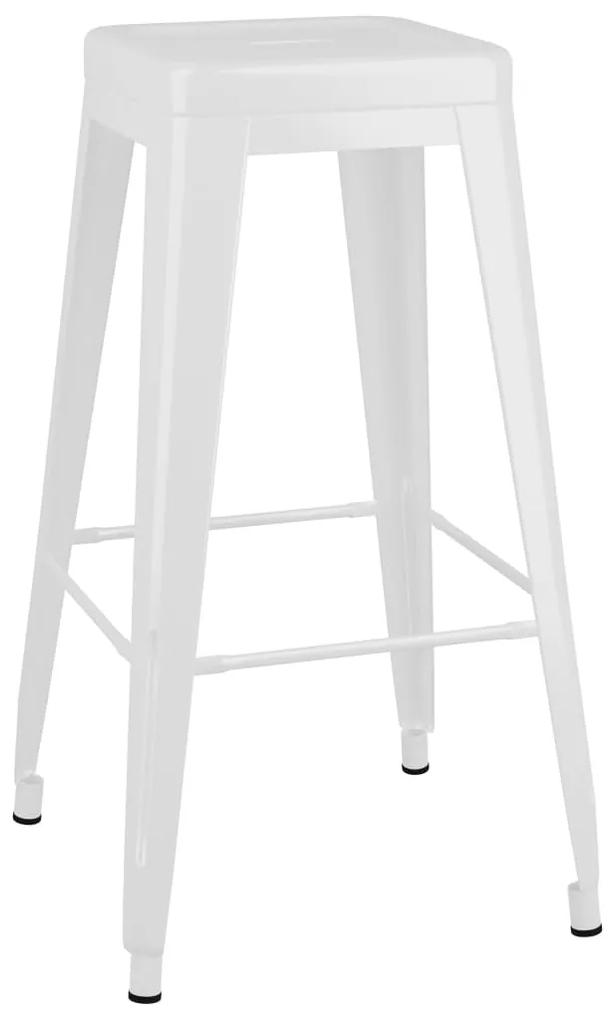Barové stoličky - stohovatelné - kov - 2 ks | bíle