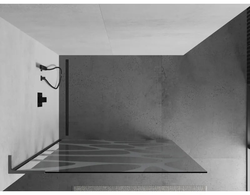 Mexen Kioto L, sprchová zástěna Walk-In 100 x 200 cm, 8mm čiré sklo bílý vzor, grafitový profil, 800-100-103-95-97