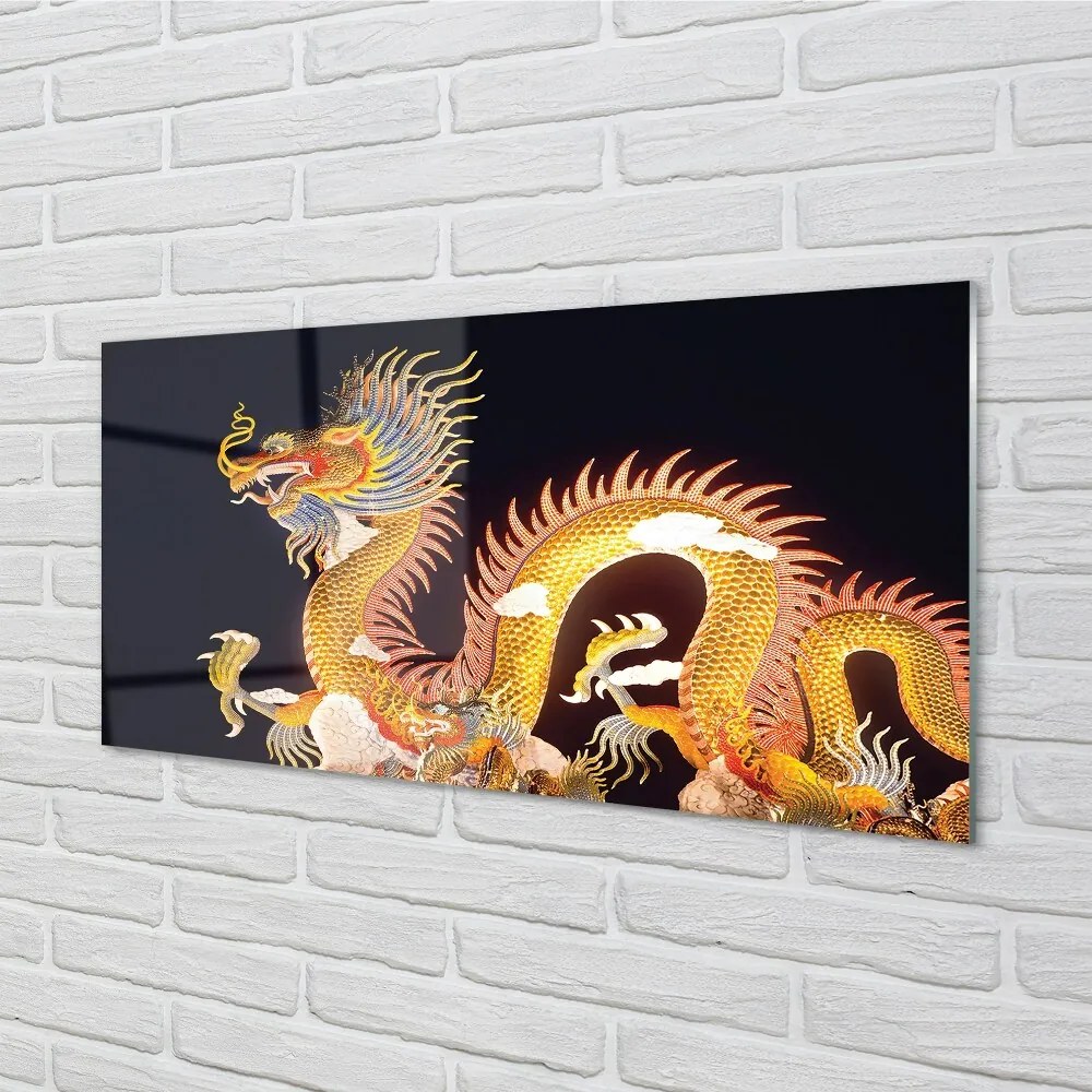 Obraz na skle Golden Japanese Dragon 125x50 cm