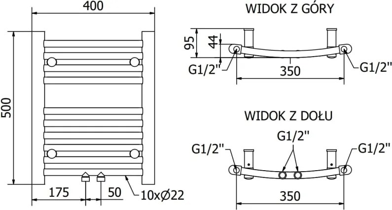 Mexen Ares koupelnový radiátor 500 x 400 mm, 142 W, zlatý - W102-0500-400-00-50