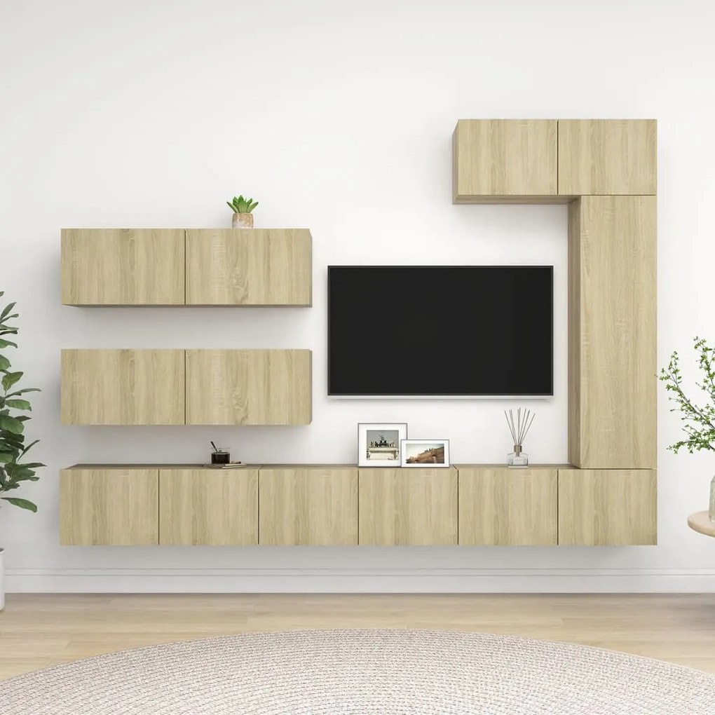 7dílný set TV skříněk dub sonoma kompozitní dřevo 3079032