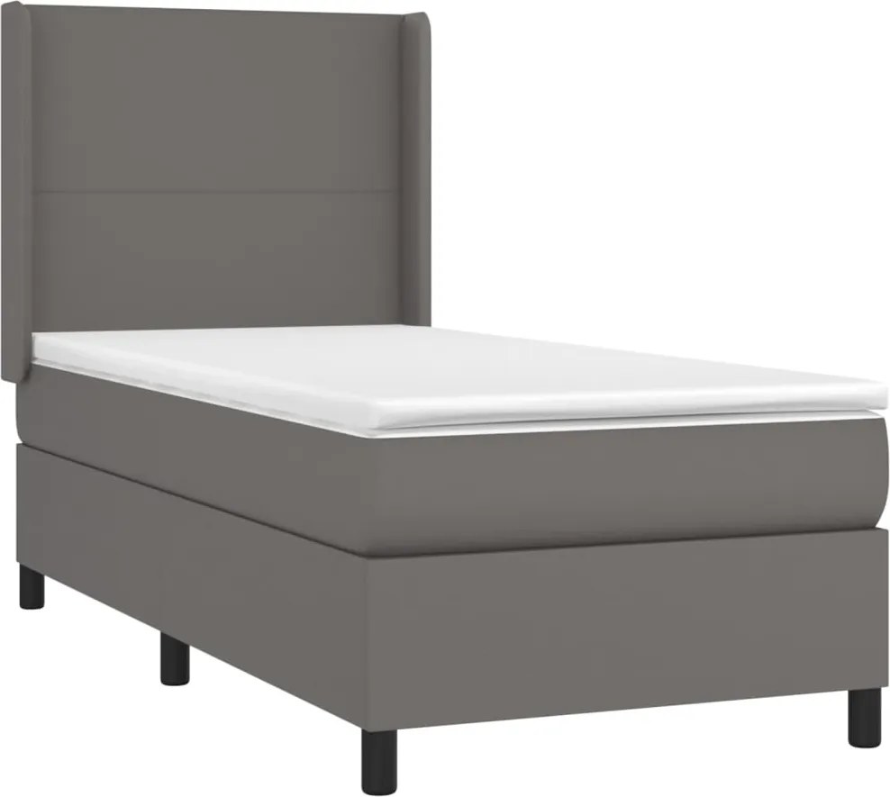 Box spring postel s matrací a LED šedá 90x200 cm umělá kůže 3139245