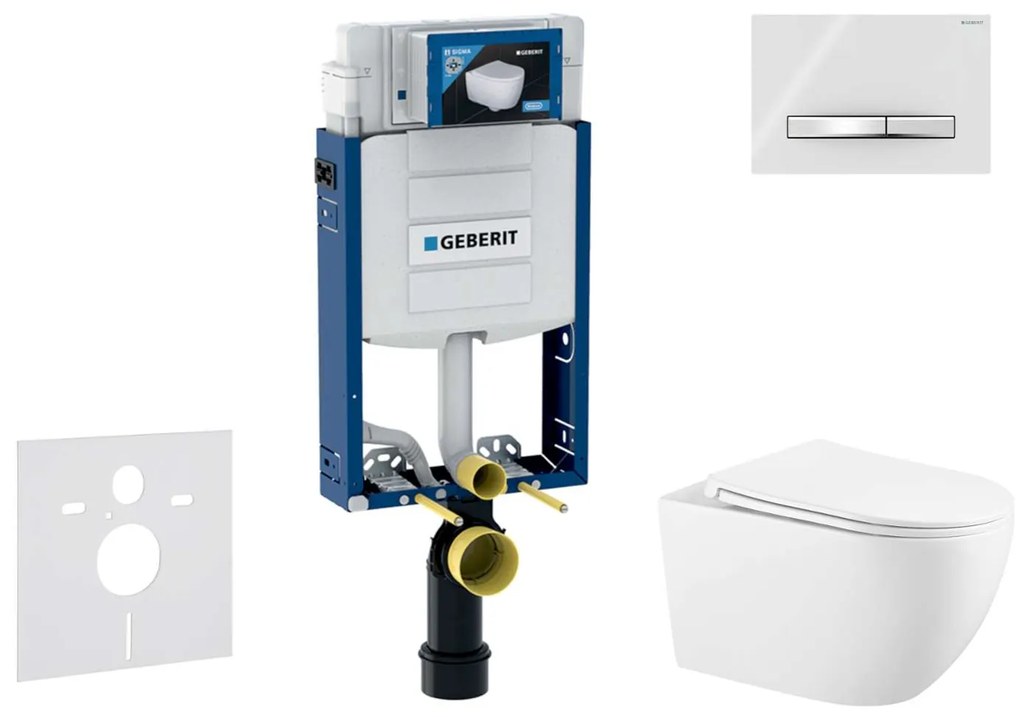 Geberit Kombifix - Set předstěnové instalace, klozetu Gaia a sedátka softclose, tlačítko Sigma50, chrom/alpská bílá SANI15CA3126