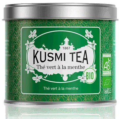 Kusmi Tea Sypaný zelený čaj Spearmint green tea Bio, kovová dóza 100 g 21651A1070