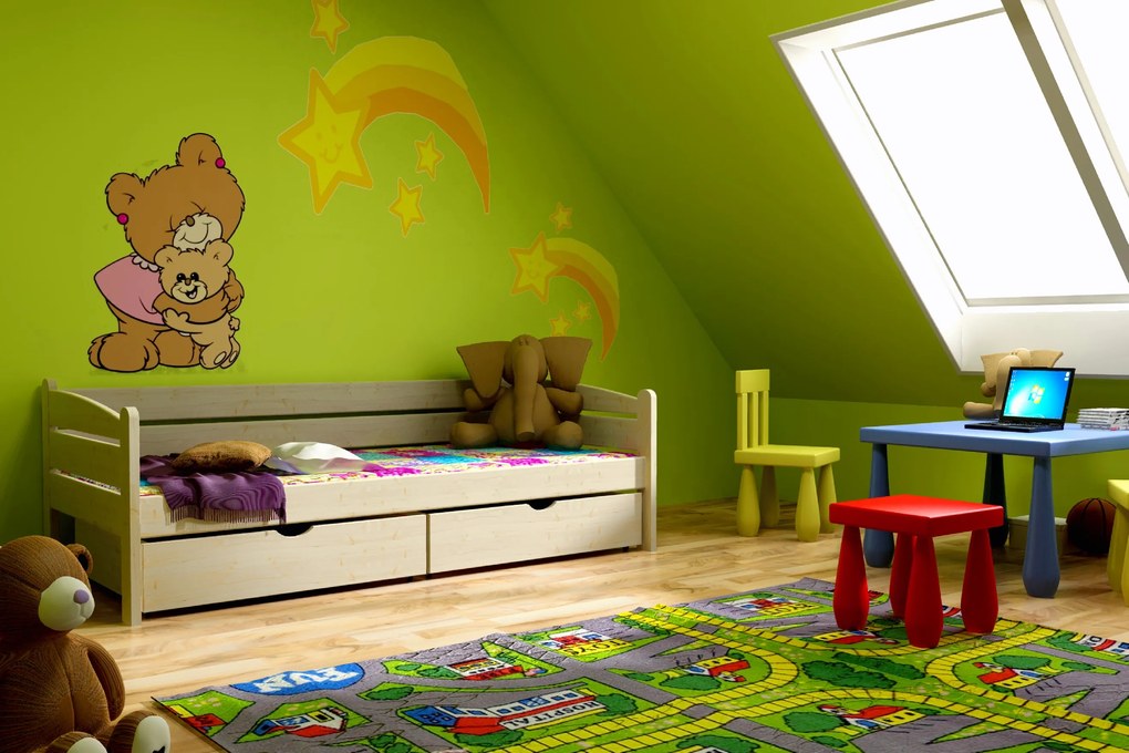 Dětská postel MANDY vč. roštu, úložných prostor a matrace Rozměr: 180 cm x 80 cm, Povrchová úprava: netransparentní barva bílá