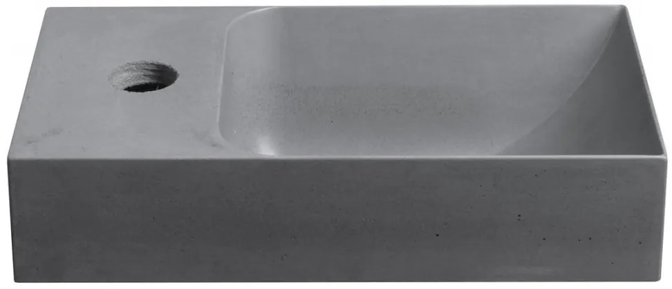Sapho PICCOLINO betonové umývátko 30,8x17cm, baterie vlevo, šedá PK30017