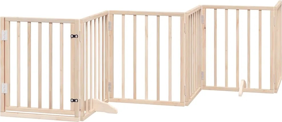 Zábrana pro psy s dvířky skládací 9 panelů 450 cm topol 3155529