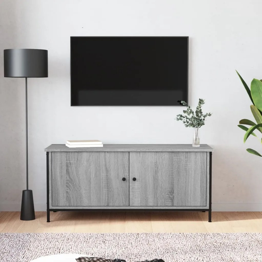 826293 vidaXL TV skříňka s dvířky šedá sonoma 102x35x45 cm kompozitní dřevo