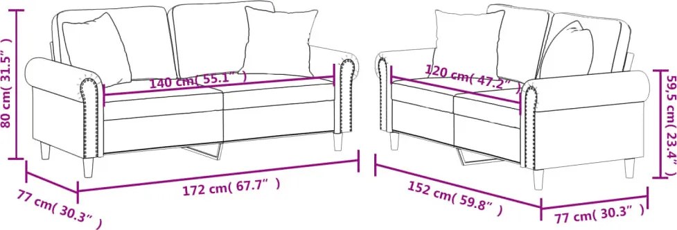 vidaXL 2dílná sedací souprava s polštáři umělá kůže [3202160] Barva: Černá