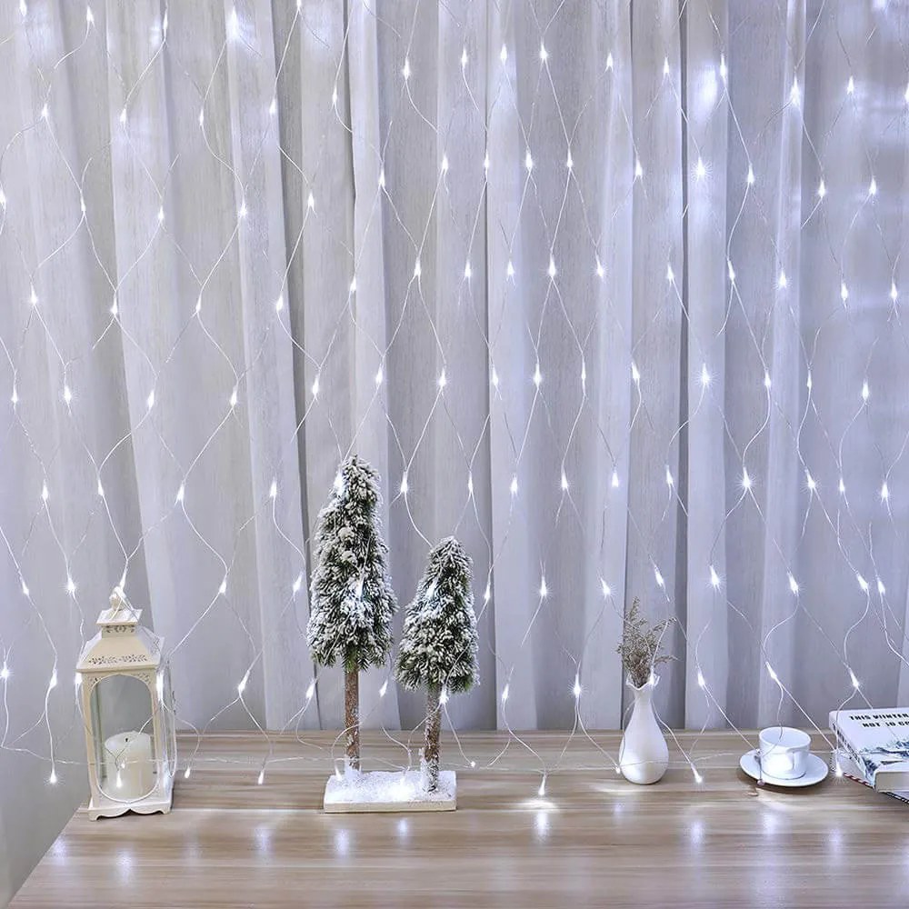 128 LED-ový světelný řetěz ve 2 barvách - studená bílá