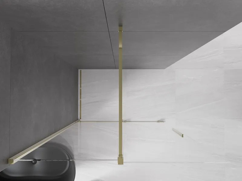 Mexen Velar, posuvné dveře do otvoru typ Walk-In 140 cm, 8mm čiré sklo, zlatá lesklá, 871-140-000-03-50