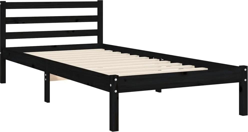vidaXL Rám postele s čelem 100 x 200 cm masivní dřevo [3194435] Barva: Černá