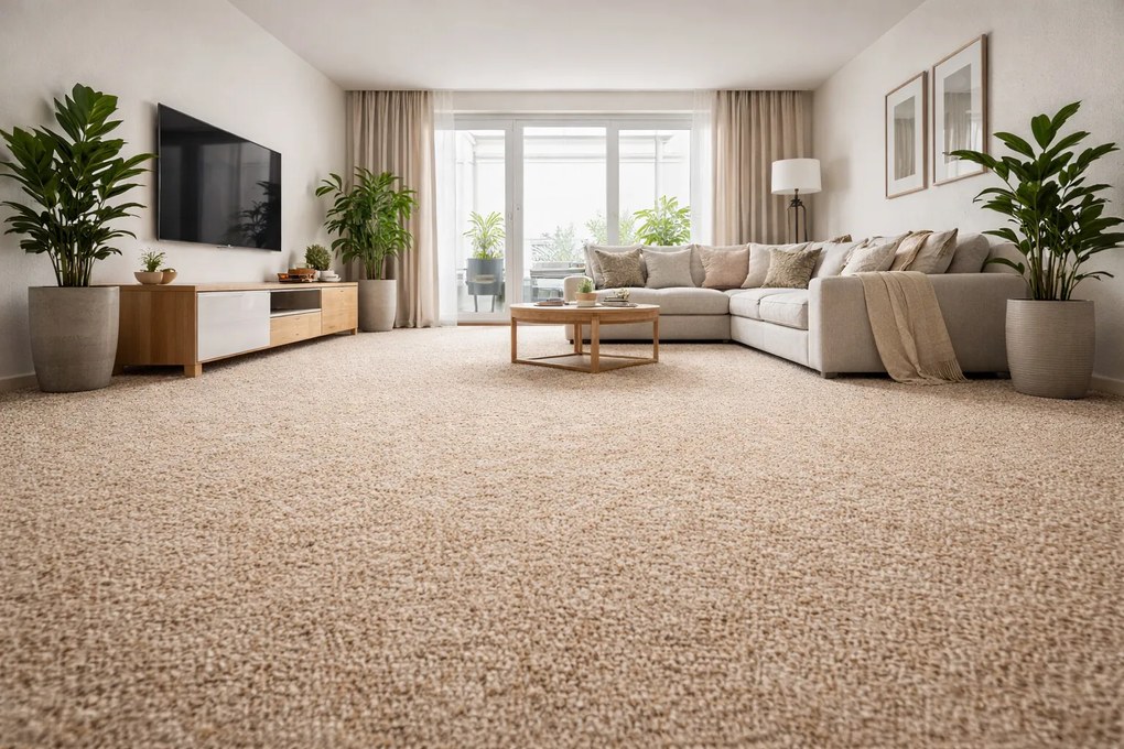 Lano, Metrážový koberec Malmo 2554, na míru, šíře 4m,5m, oranžová, filc, ložnice