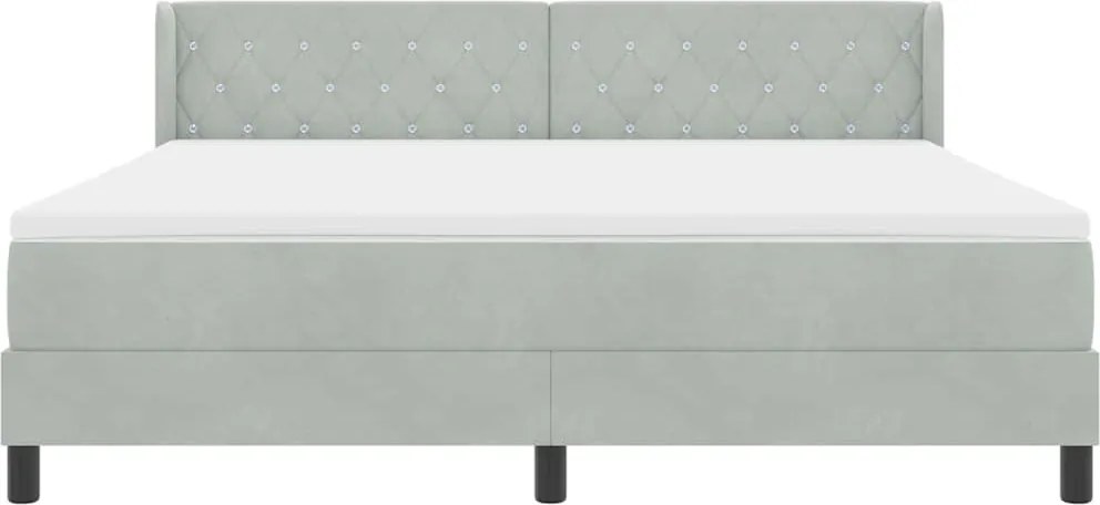 Postel s boxspringem s čelo Světle šedá 200 x 180 cm samet 3341426