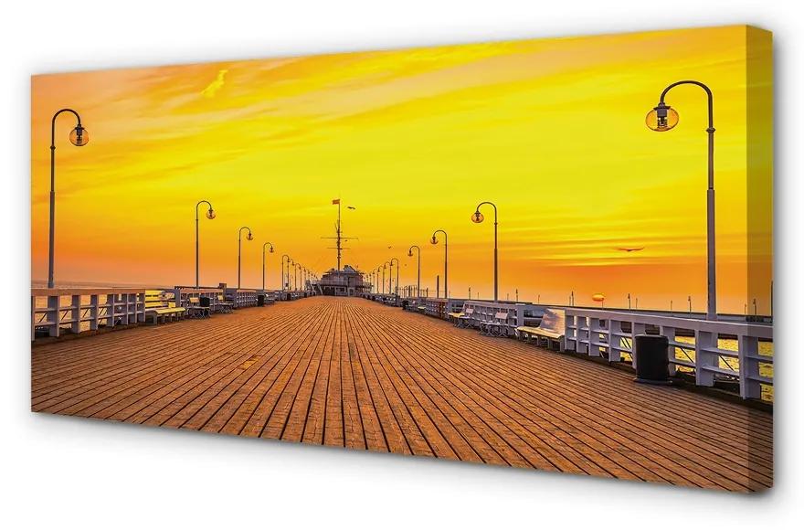 Obrazy na plátně Gdańsk Pier sea sunset 125x50 cm